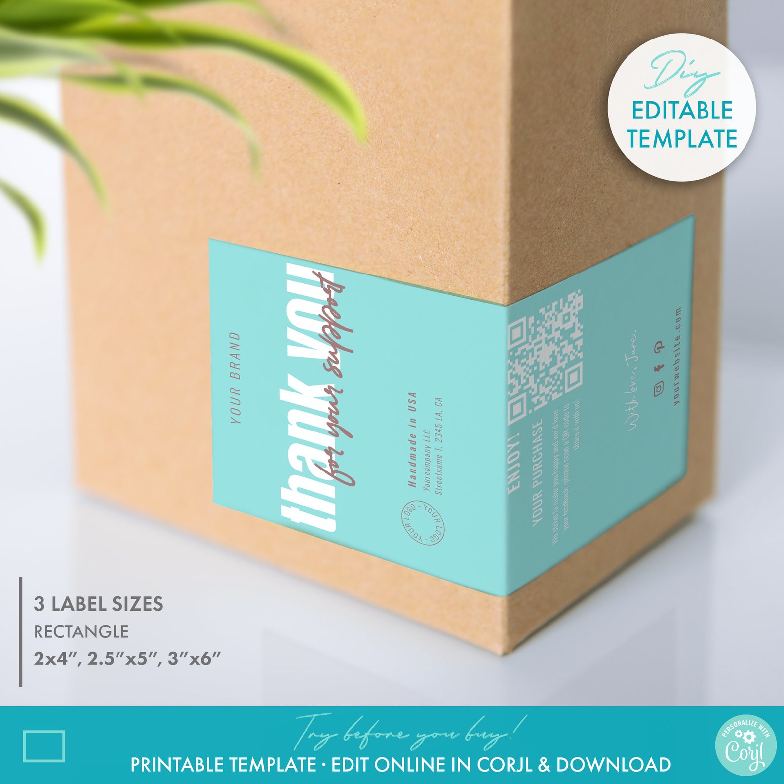 Pastel Printable Box Seal Sticker Template 3 Sizes Editable - Etsy