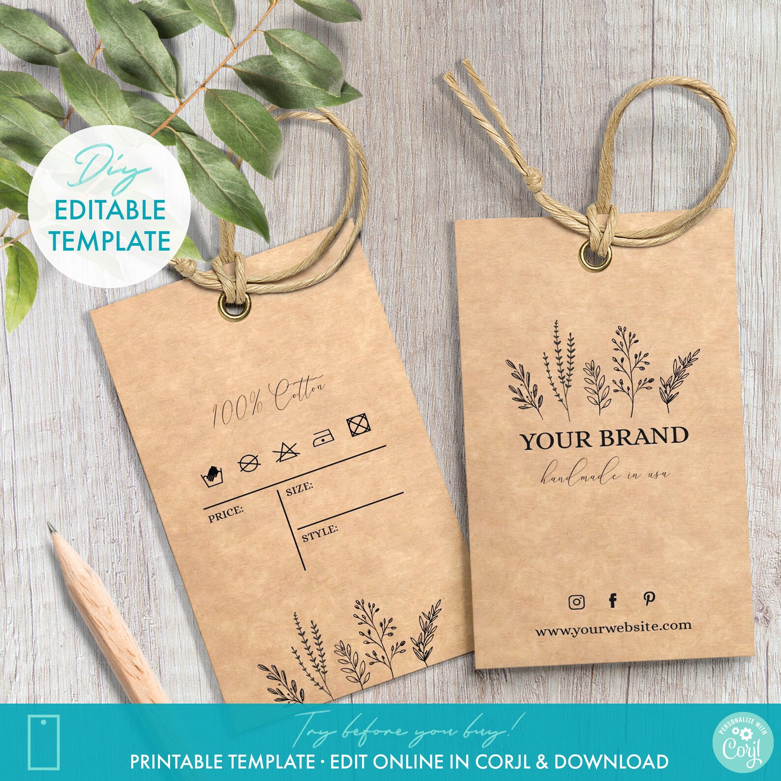 Printable Clothing Hang Tag Template 2 X 3.5 - Etsy