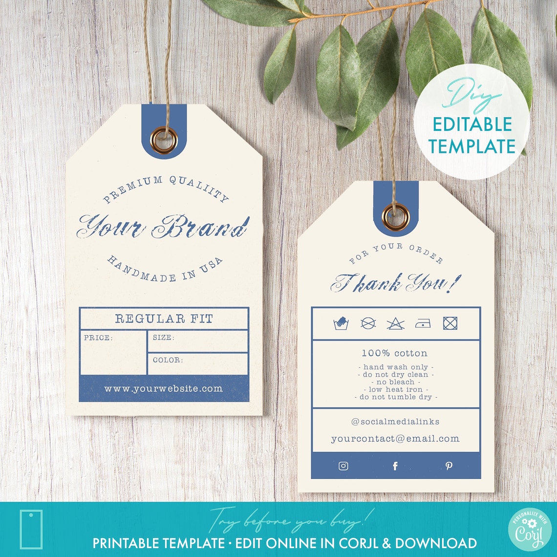 Printable DIY Custom Price Tags Retro Style Template 2 x | Etsy