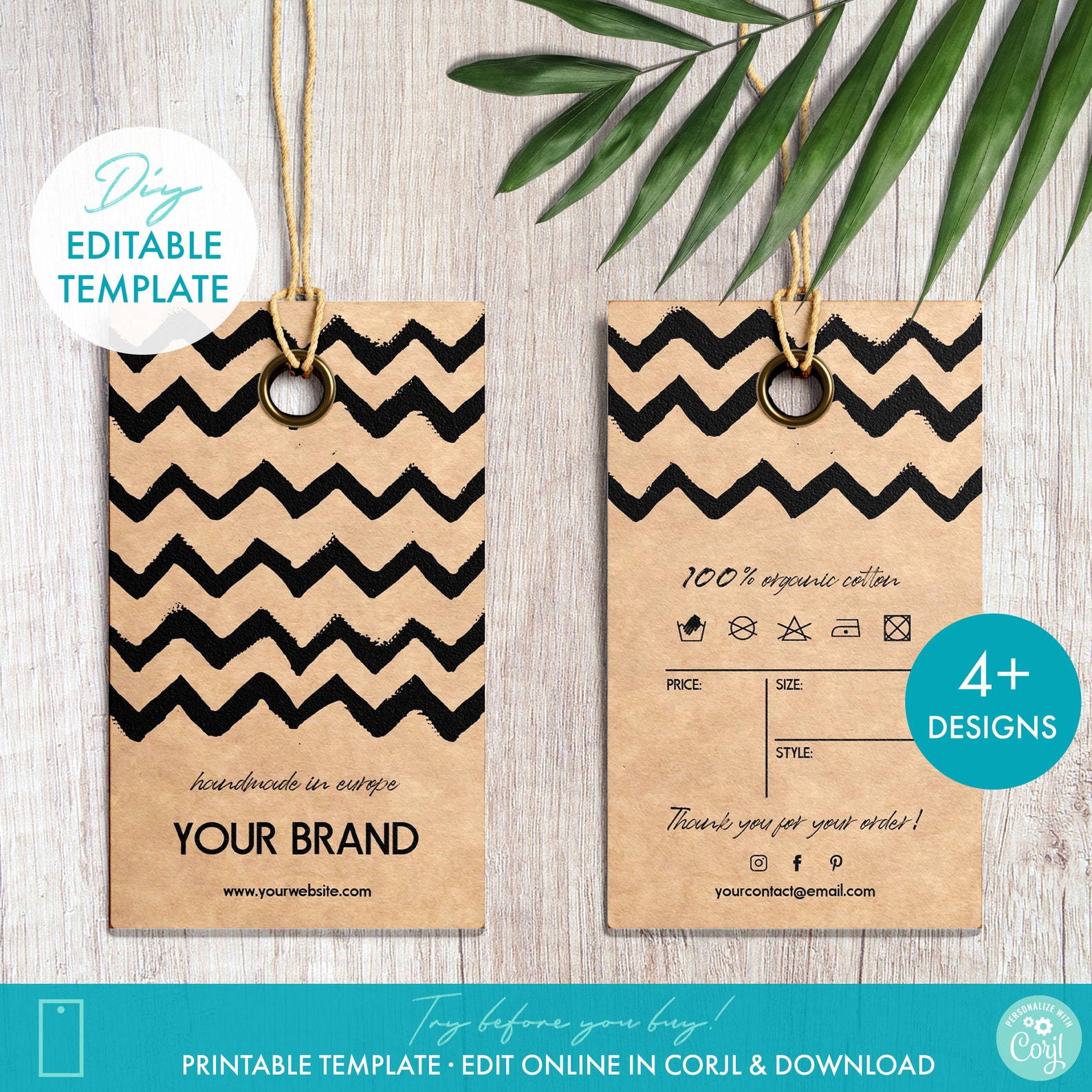 DIY Printable Clothing Hang Tag Template 4 Designs 2 - Etsy Canada