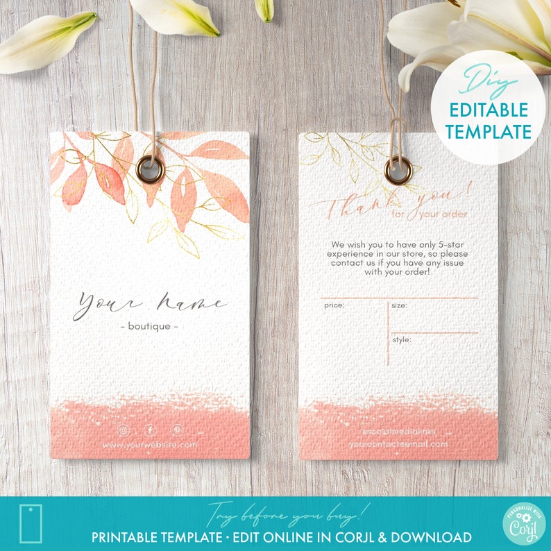 Printable Personalized Clothing Price Tags Template Editable | Etsy