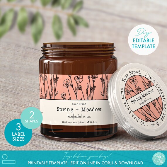 Paper & Party Supplies - DIY Editable Rectangular Round Candle Jar ...