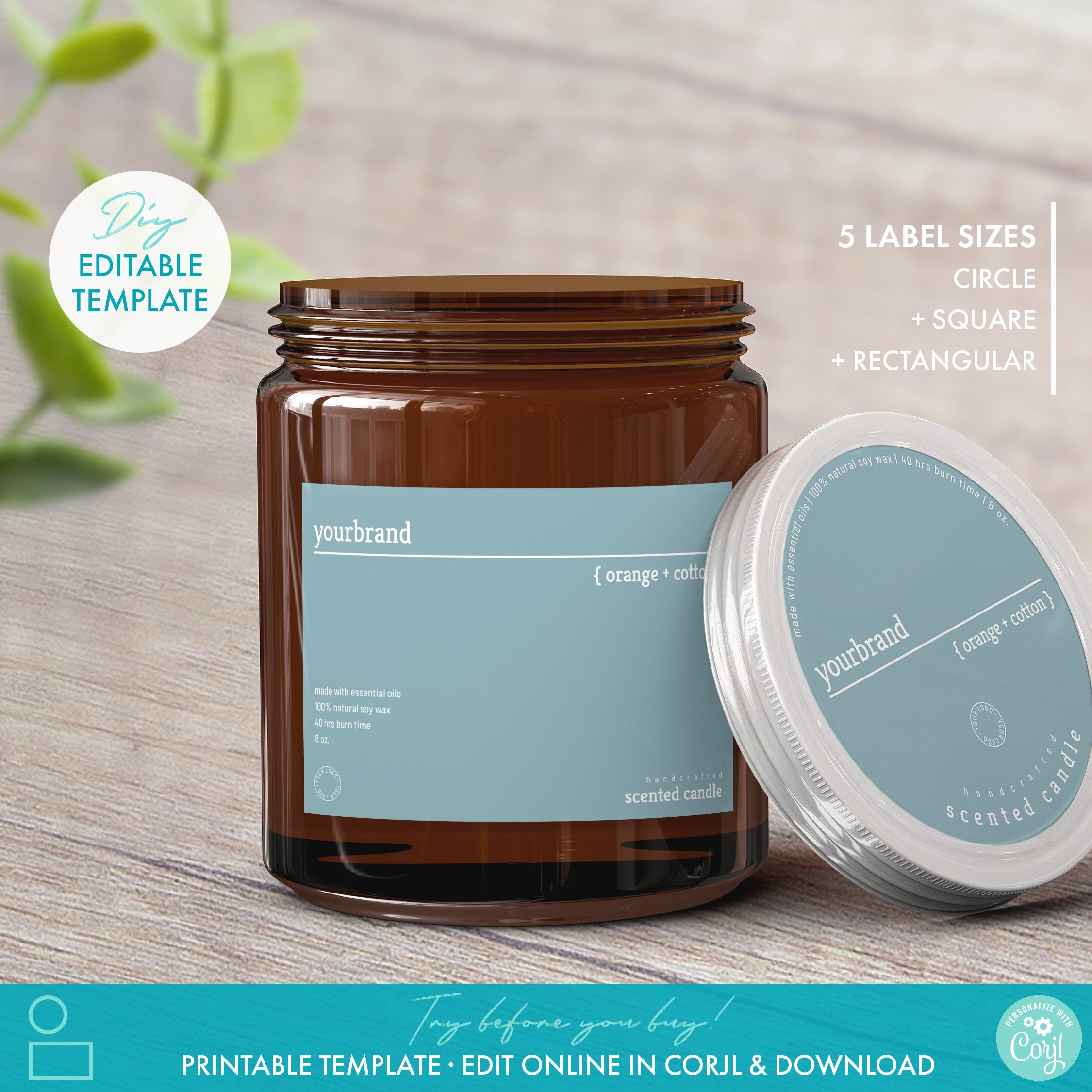 DIY Minimal Candle Jar Label Template 5 Sizes Editable - Etsy Canada