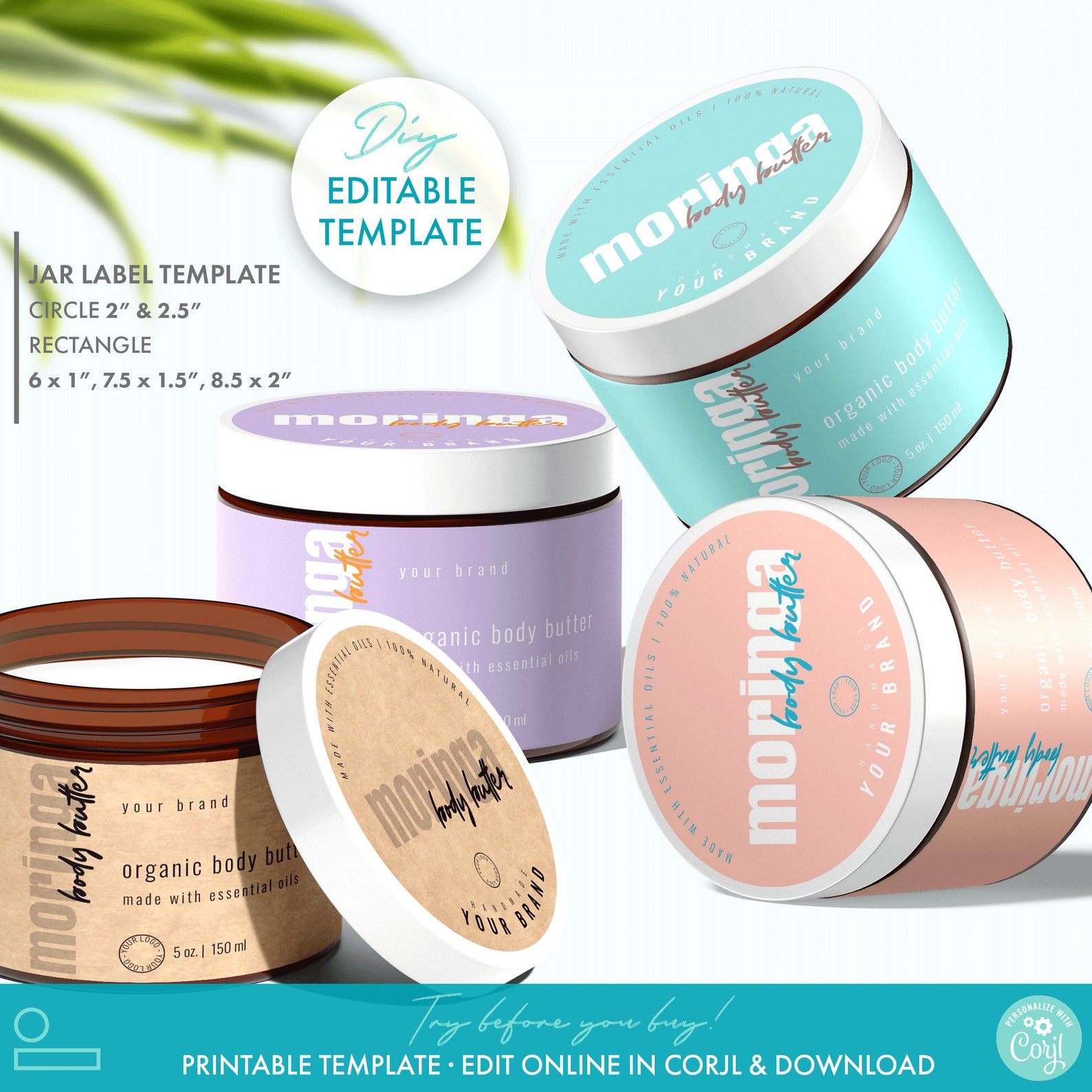 Editable Feminine Body Butter Jar Label Template DIY Pastel - Etsy