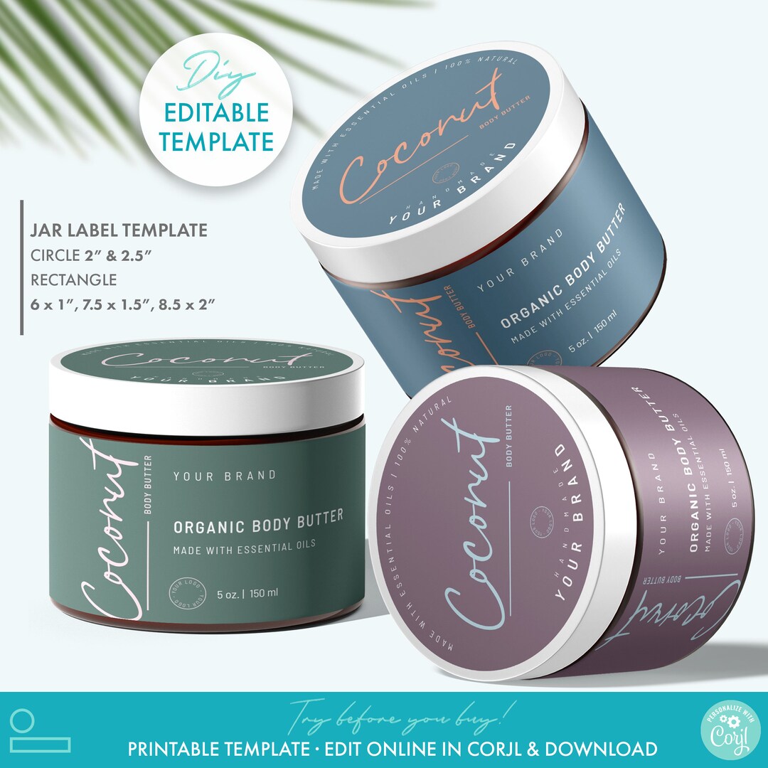 Editable Modern Cosmetic Jar Label Template (5 Sizes) - Printable Body ...