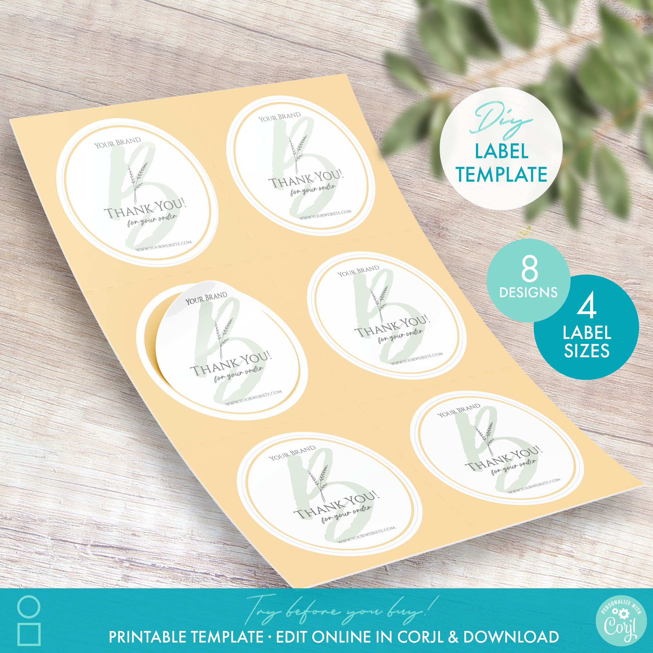 Editable Circle Sticker Template 4 Sizes & 8 Designs - Etsy México