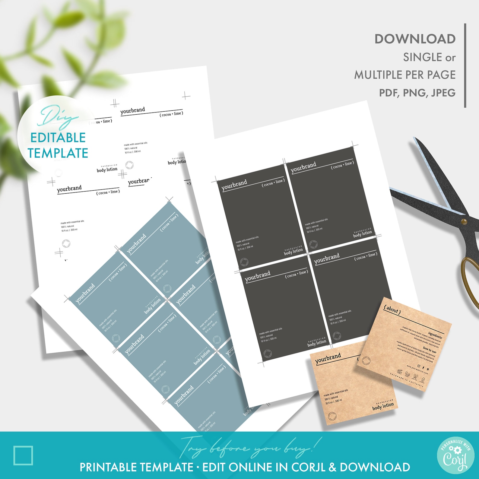 Minimal Editable Shampoo Label Template 4 Sizes Printable - Etsy