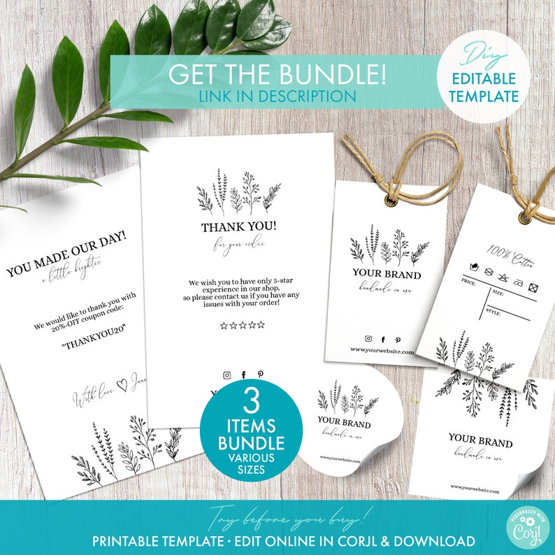 DIY Printable Order Insert Business Thank You Card Template - Etsy