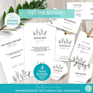 Editable Floral Business Card Template (4 Designs) - Printable Custom ...
