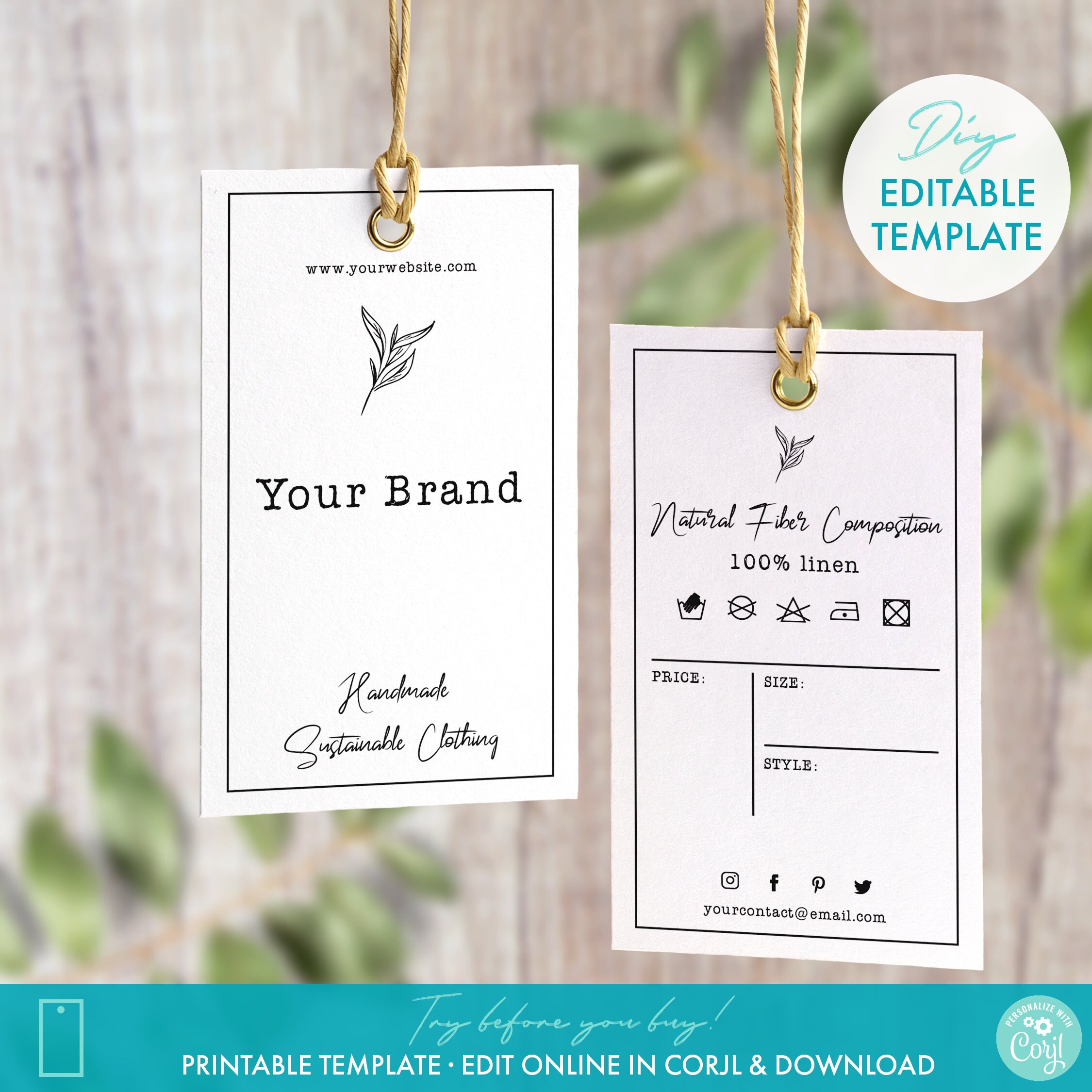 DIY Printable Clothing Hang Tag Template 2x3.5 - Etsy Canada