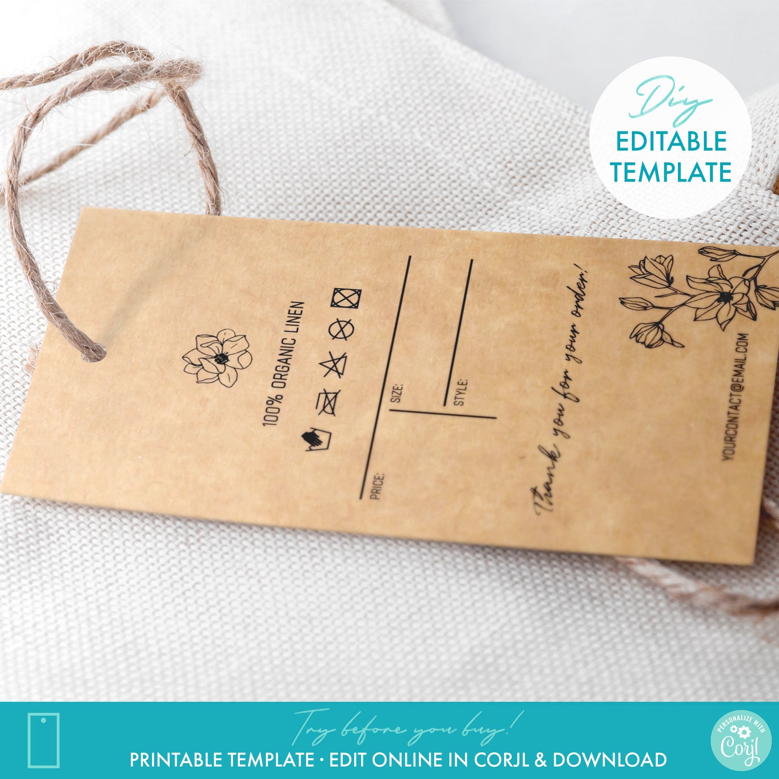 Printable Clothing Hang Tag Template Editable Floral Boutique - Etsy