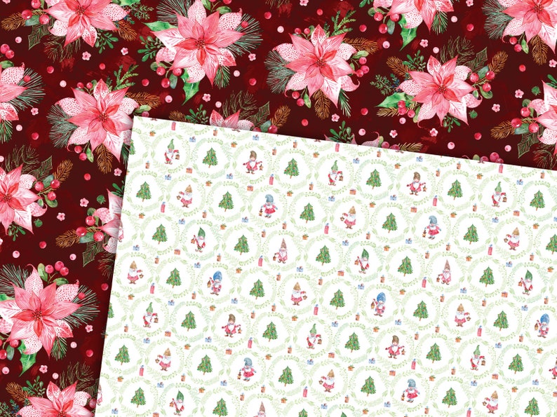 Watercolor Christmas Digital Paper Pack Holiday Seamless | Etsy