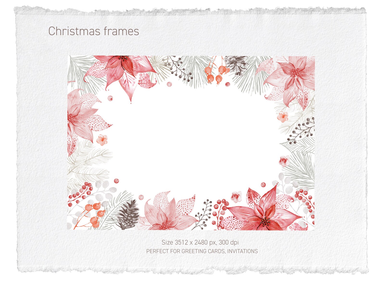 Watercolor Christmas Clipart Set Wreaths Frames Cards | Etsy