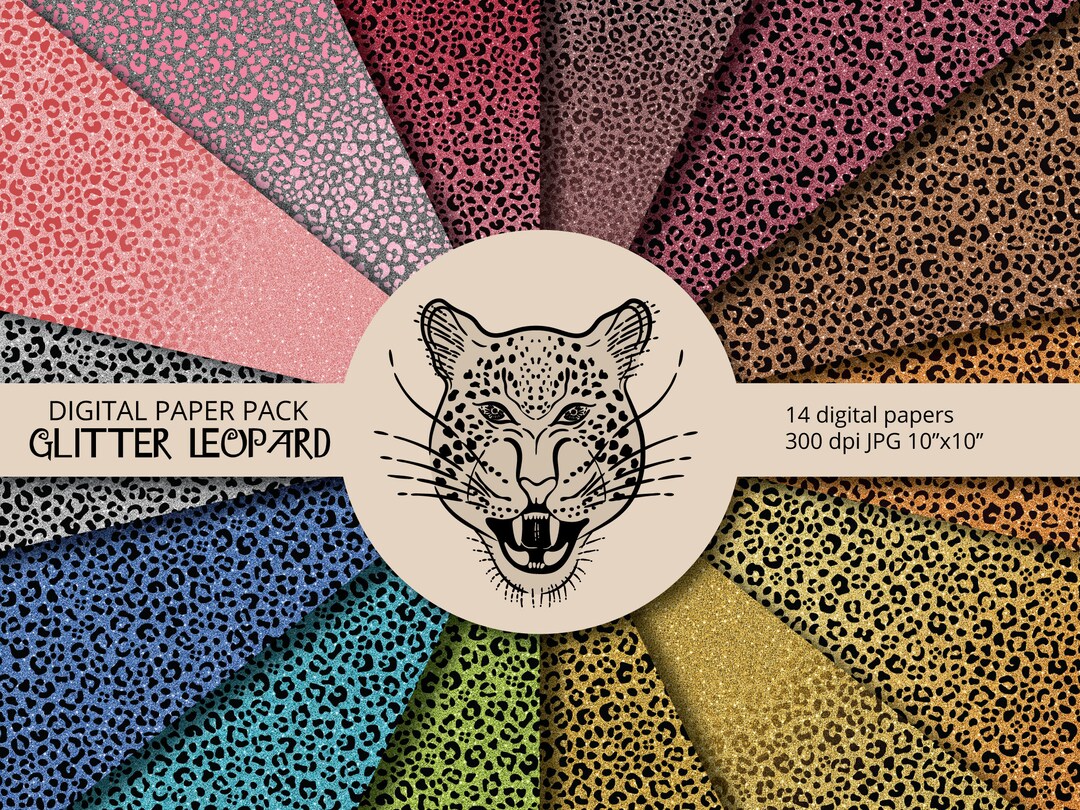 Glitter Leopard Digital Paper Pack | Animal Seamless Patterns ...