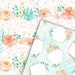 Watercolor Peach Mint Digital Paper Pack Flowers Seamless Patterns ...