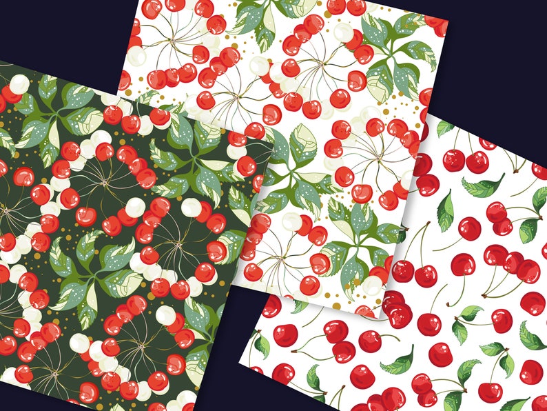 SEAMLESS Cherry Digital Paper Pack Cherries Scrapbooking - Etsy