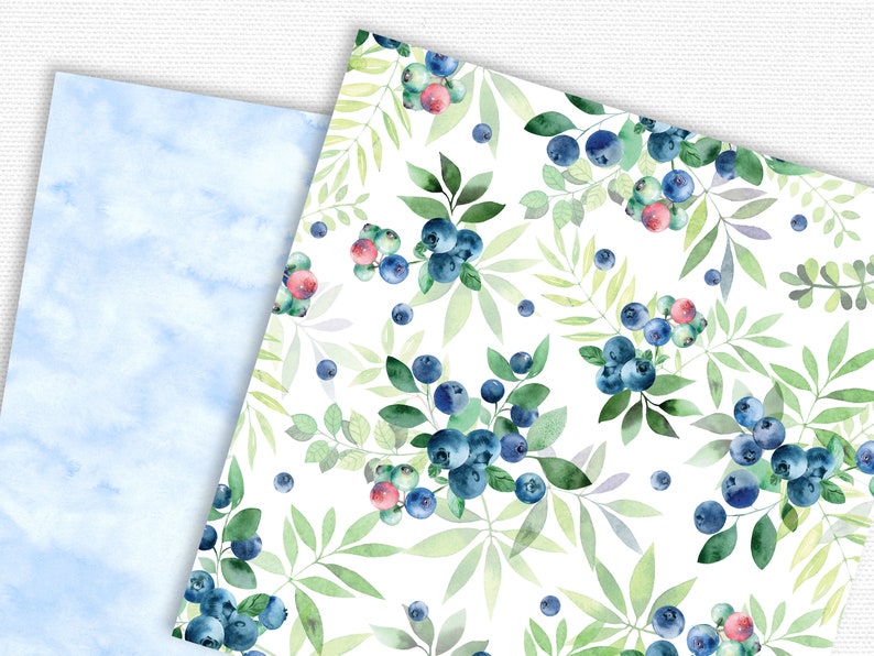 SEAMLESS Watercolor Blueberries Digital Paper Pack Blueberry - Etsy
