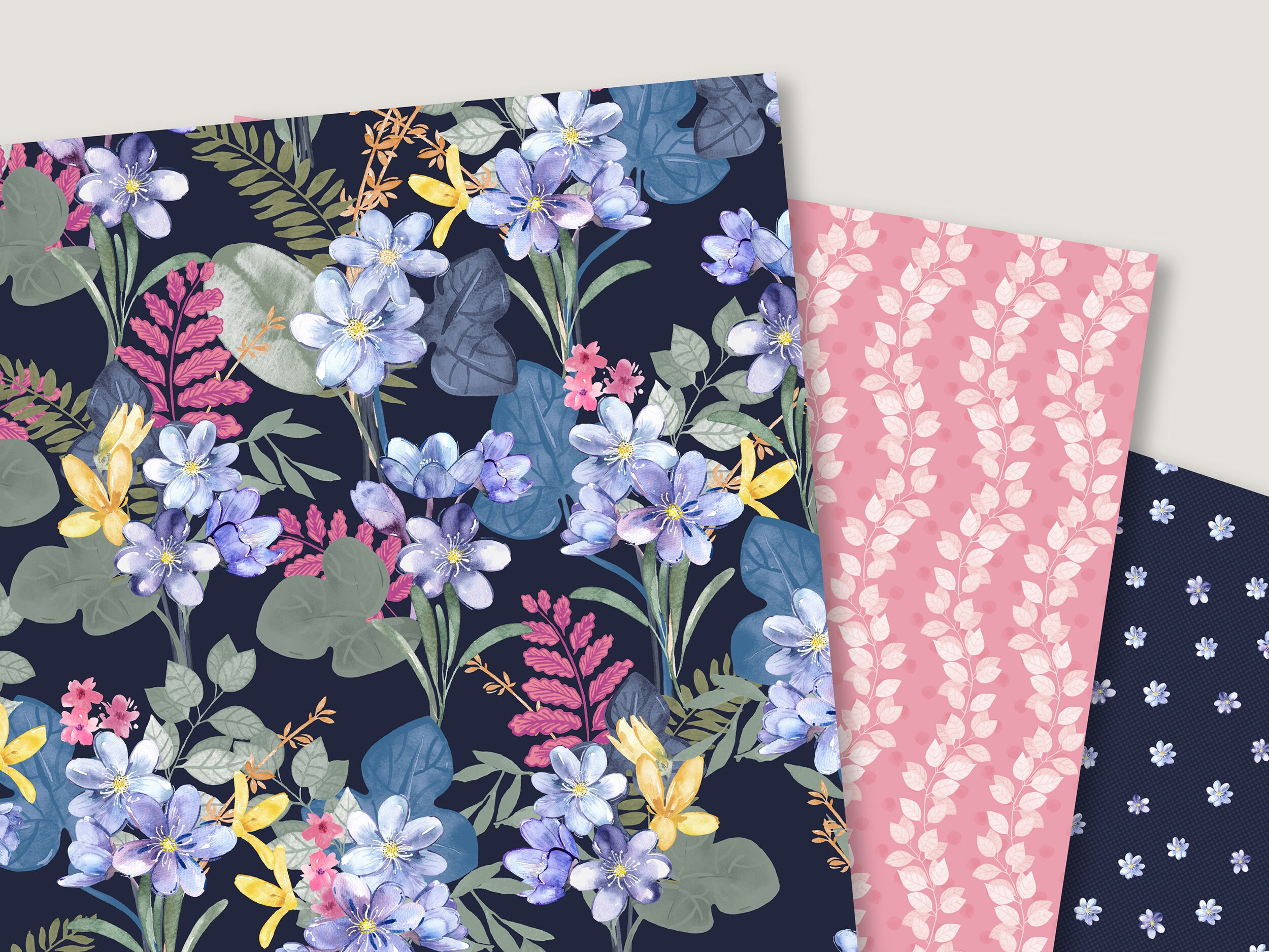 Spring Flowers Digital Papers Watercolor SEAMLESS Easter - Etsy