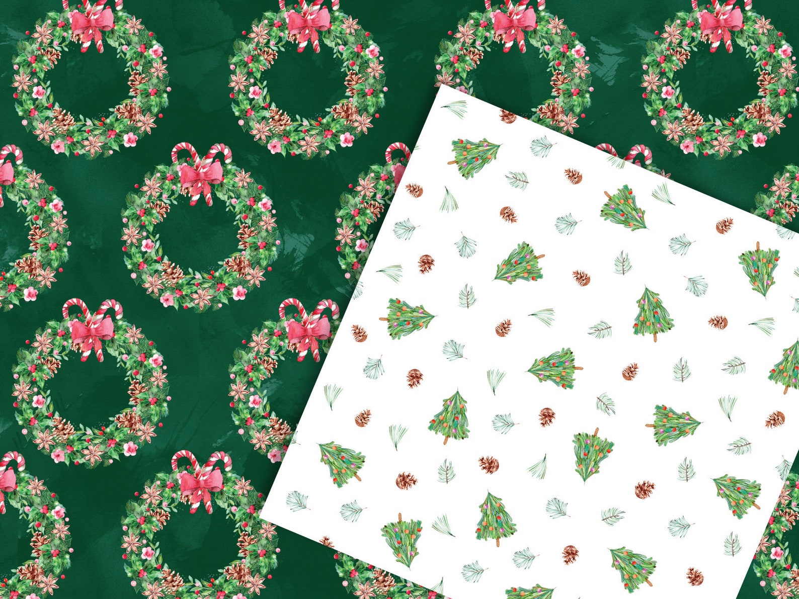 Watercolor Christmas Digital Paper Pack Holiday Seamless - Etsy