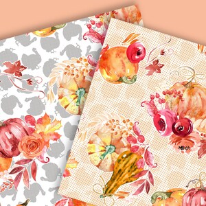 SEAMLESS Watercolor Thanksgiving Digital Paper Pack | Pumpkin ...