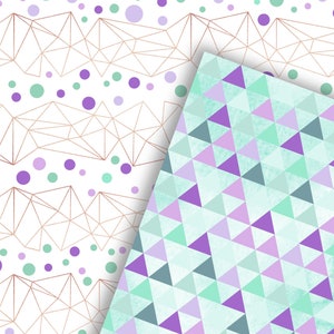 Watercolor Mint Lavender Digital Paper | Flowers Seamless Patterns ...