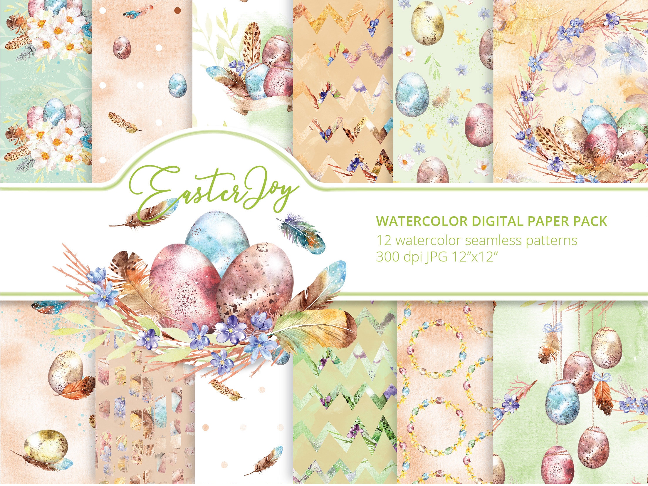 SEAMLESS Watercolor Easter Digital Paper Spring Digital - Etsy