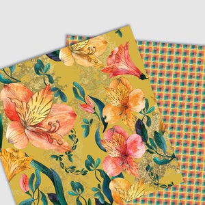 Watercolor Orange Flowers Digital Paper Pack | Bright Floral Seamless ...