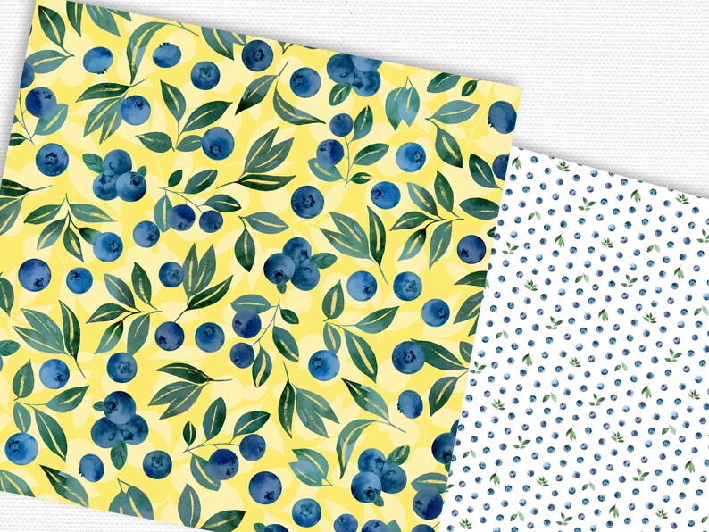 SEAMLESS Watercolor Blueberries Digital Paper Pack Blueberry - Etsy