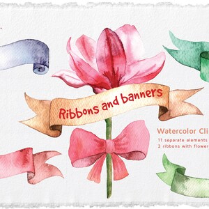 Watercolor Ribbons and Banners Clipart | Hand Painted Ribbons and ...