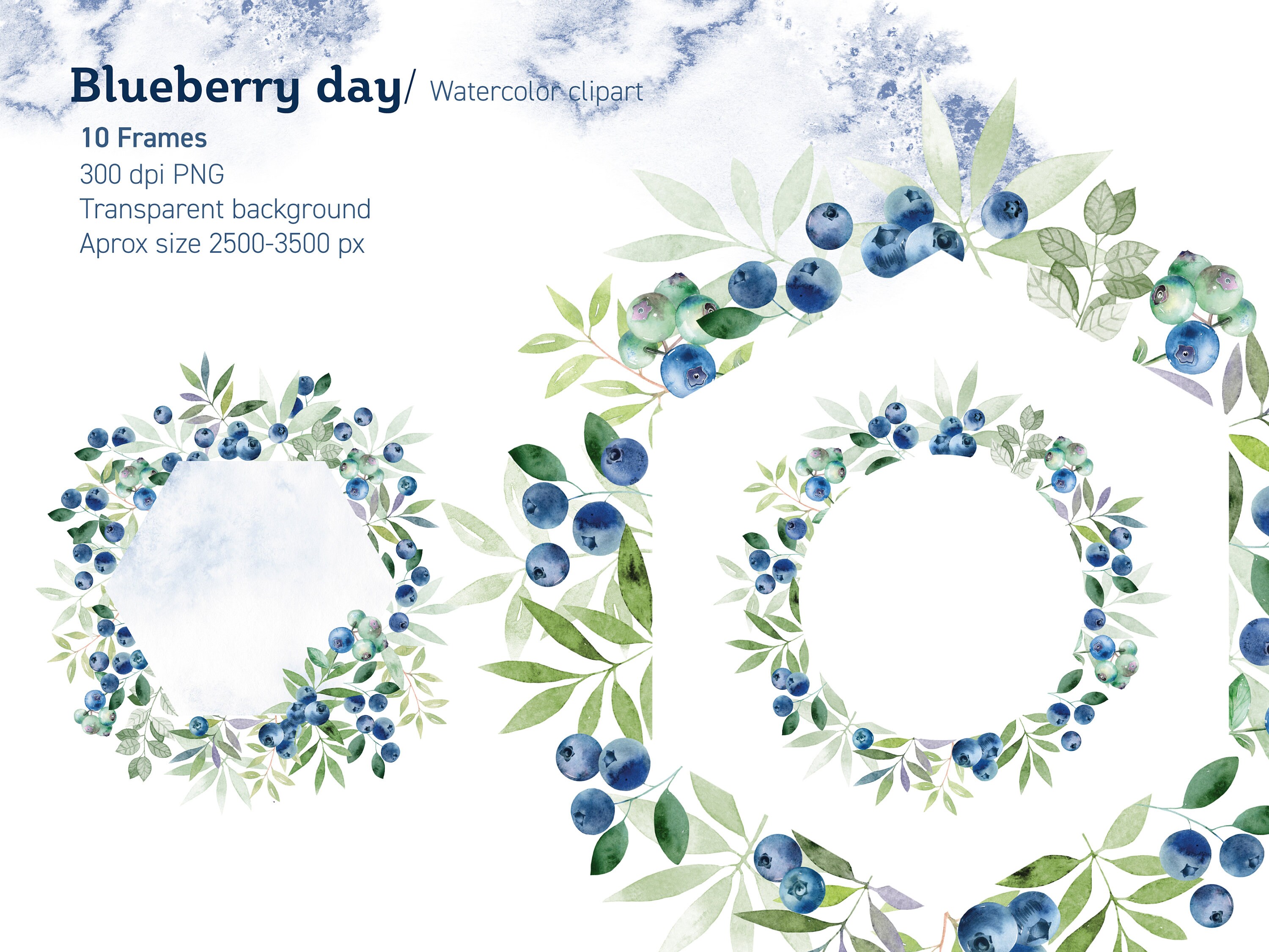Watercolour Blueberries Frames Arrangements Wreaths - Etsy Canada