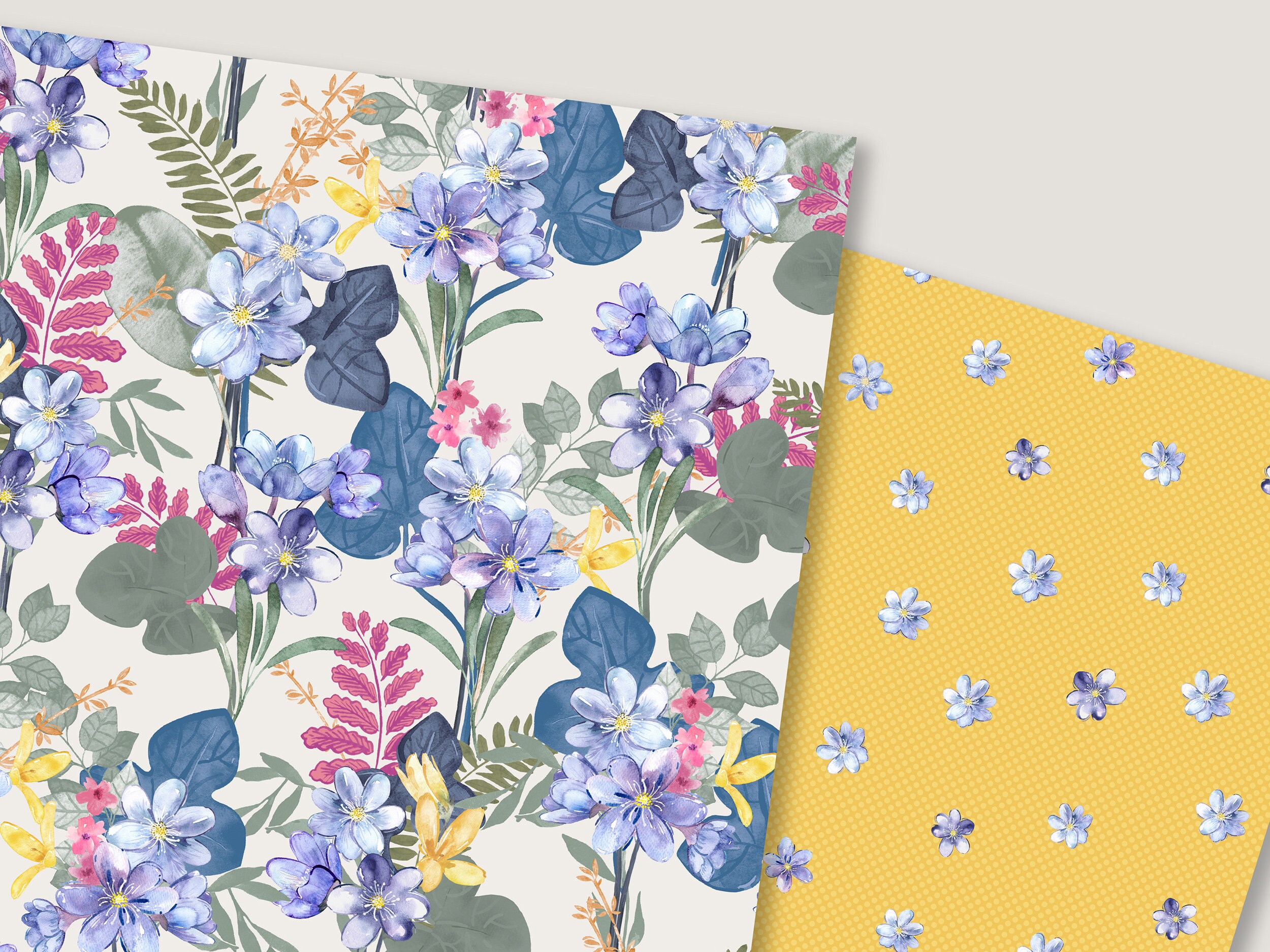 Spring Flowers Digital Papers Watercolor SEAMLESS Easter - Etsy