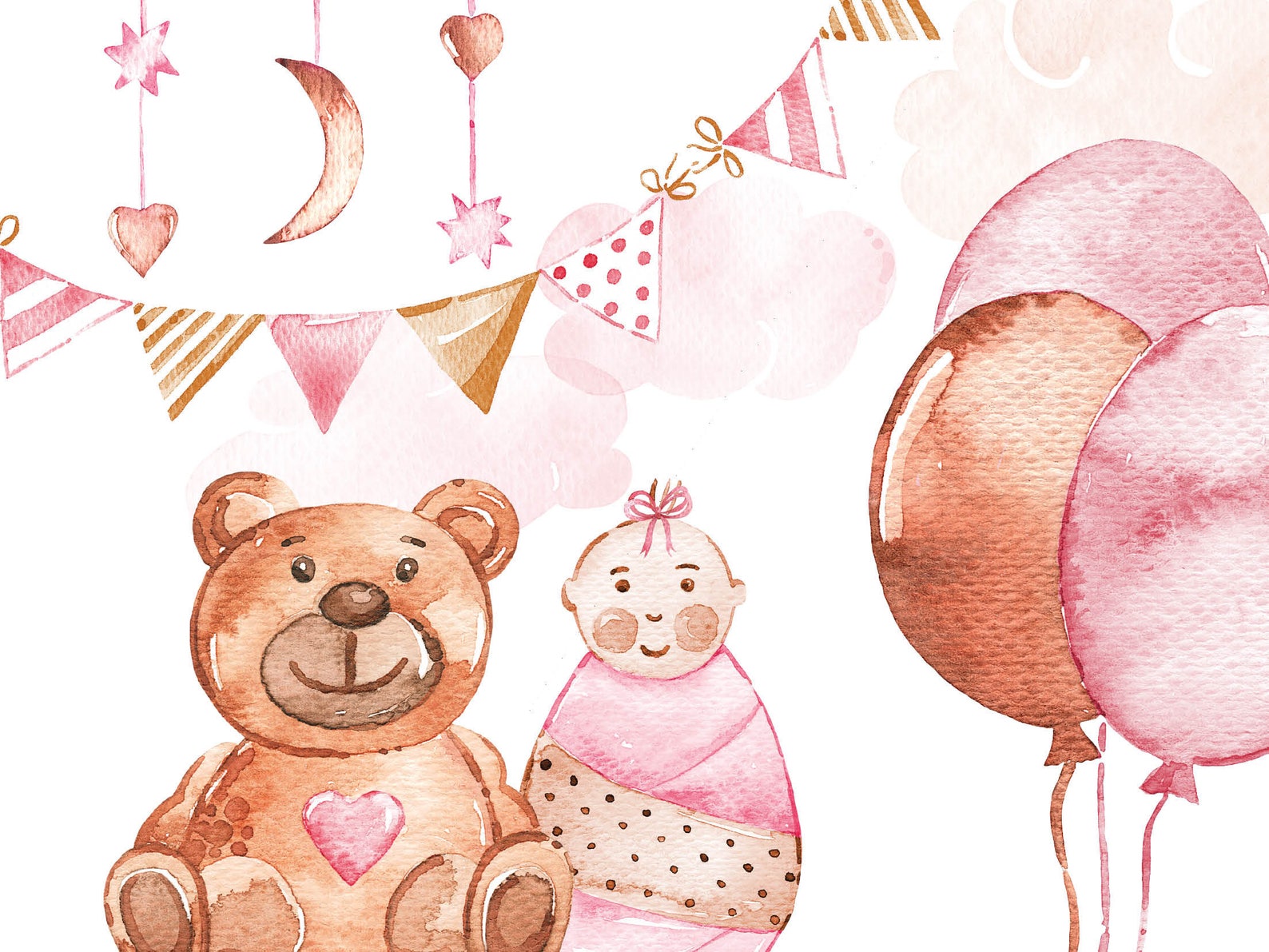 Baby Girl Clipart Set Watercolor New Baby Clip Art Hand Drawn - Etsy