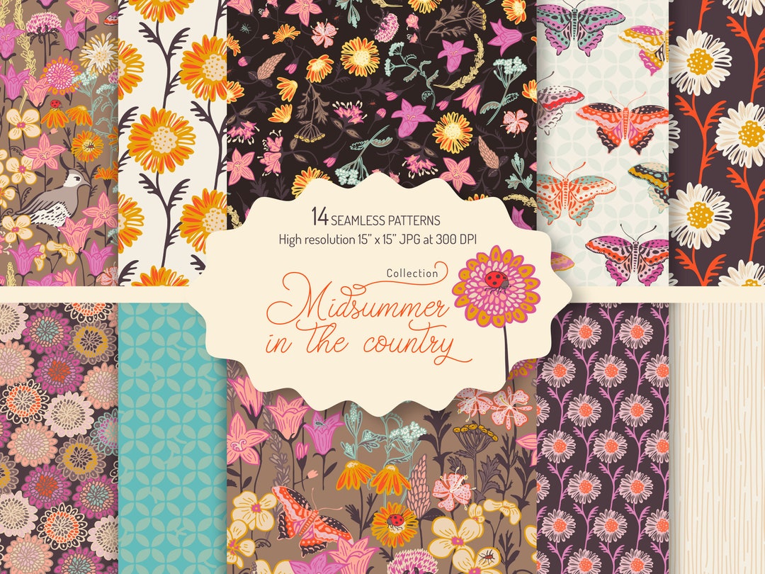 Summer Floral Digital Papers | SEAMLESS Flowers Backgrounds | Botanical ...