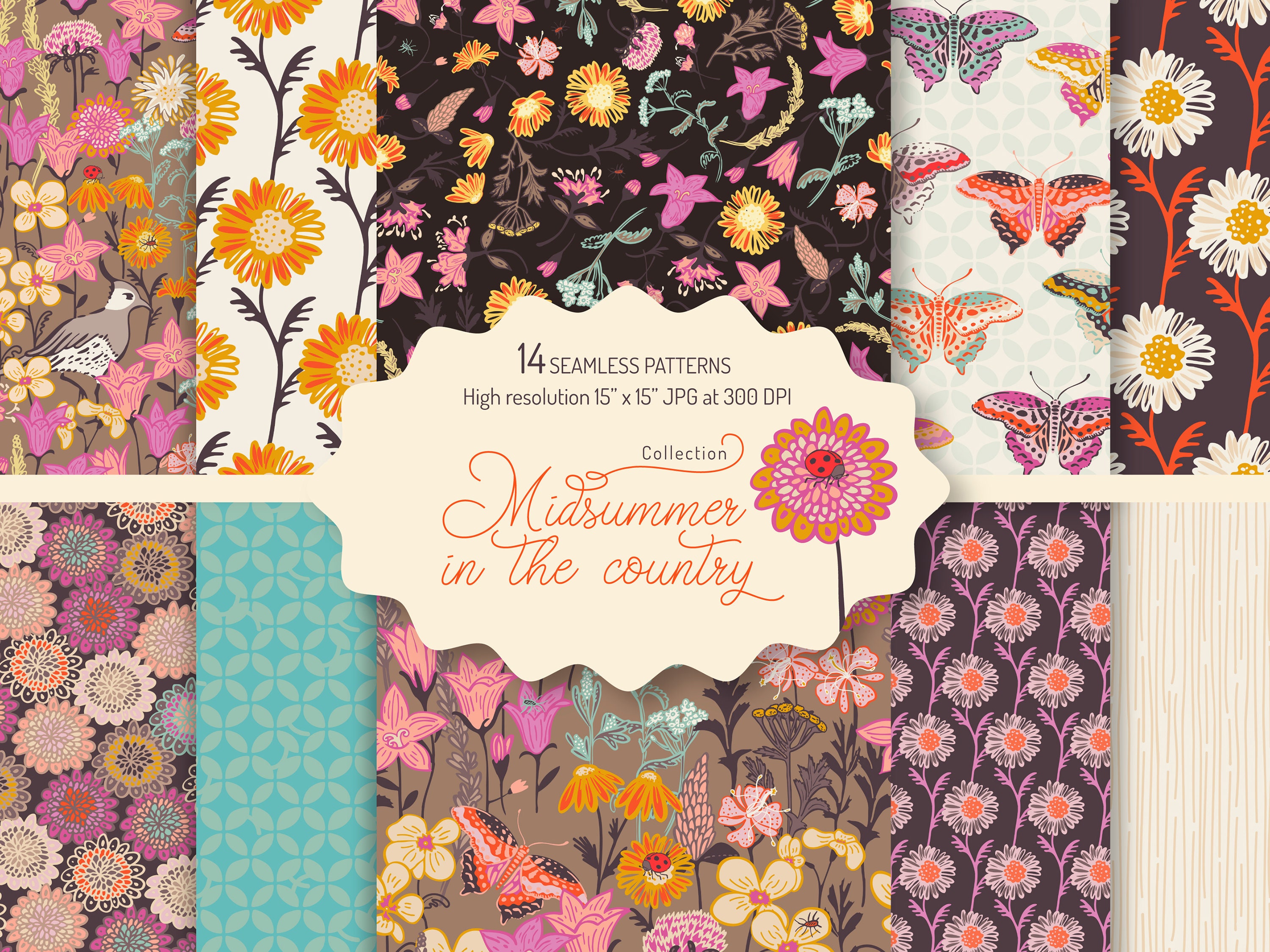 Summer Floral Digital Papers SEAMLESS Flowers backgrounds | Etsy