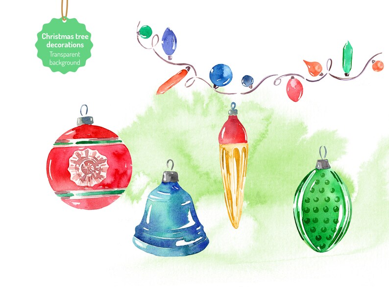 Watercolor Retro Christmas Clipart Set Vintage Toys Clipart | Etsy