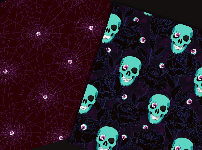 SEAMLESS Halloween Digital Papers Witch and Skull Gothic - Etsy