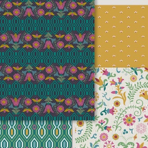 Folk Art Digital Papers | Floral Garden Scrapbooking | Seamless Pattern ...