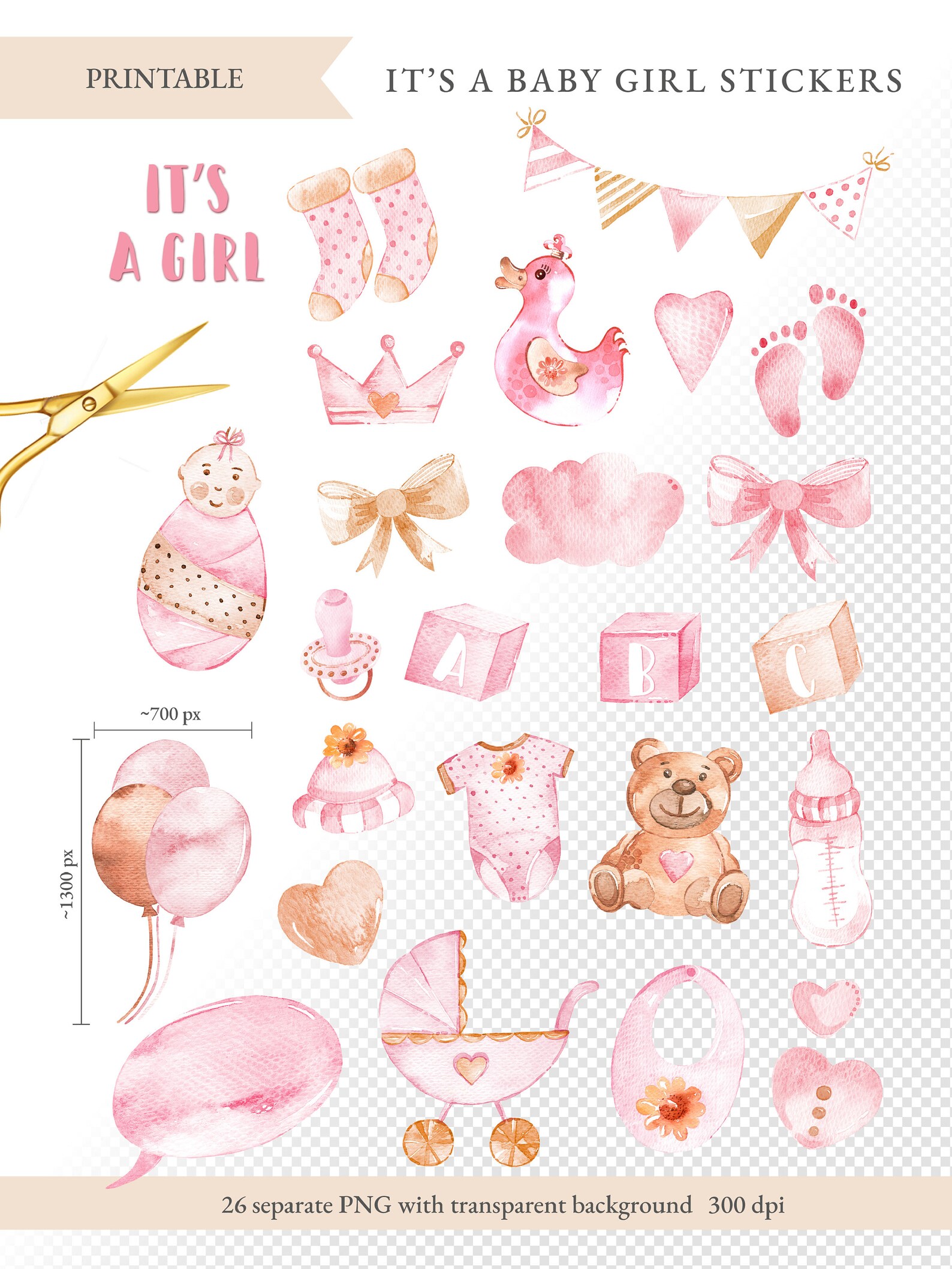Baby Girl Stickers New Baby Printable Bullet Journal - Etsy