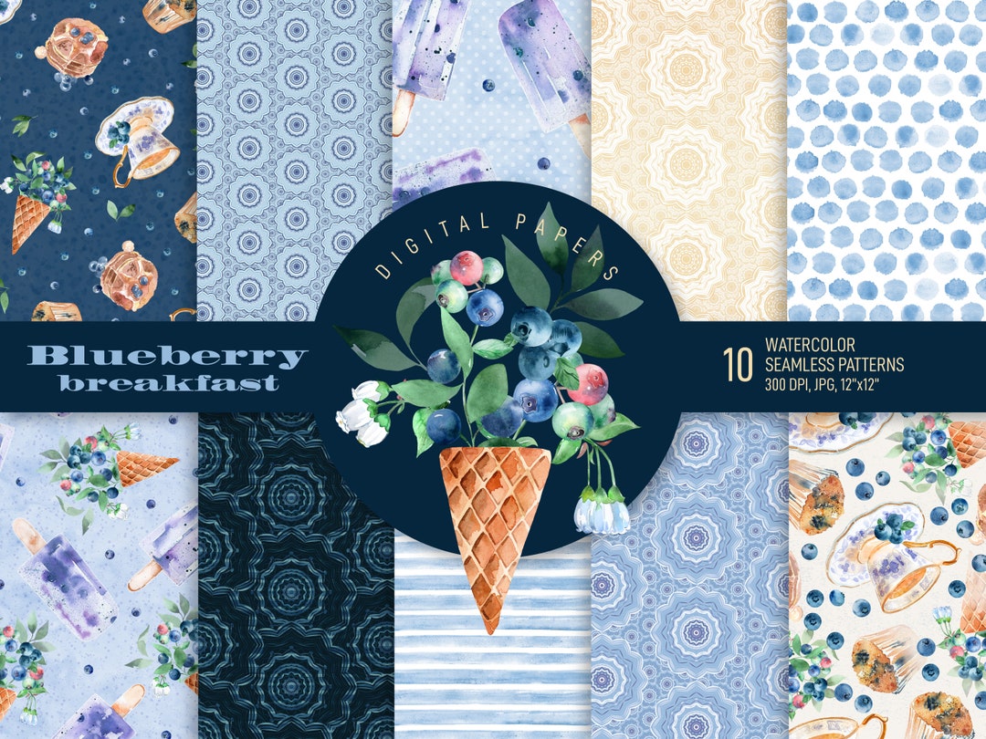 SEAMLESS Watercolor Blueberries Digital Paper Pack | Breakfast With ...
