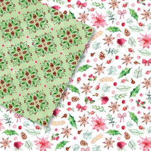 Watercolor Christmas Digital Paper Pack | Holiday Seamless Patterns ...