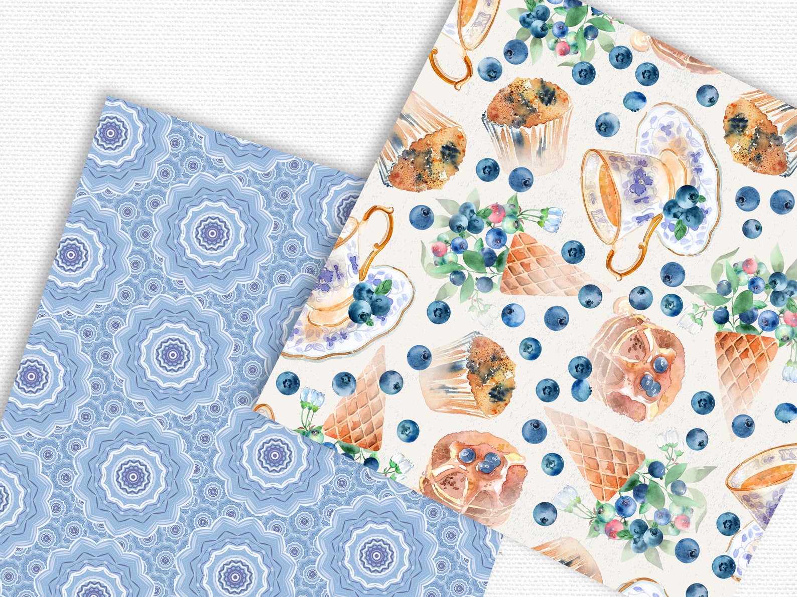 SEAMLESS Watercolor Blueberries Digital Paper Pack Breakfast | Etsy