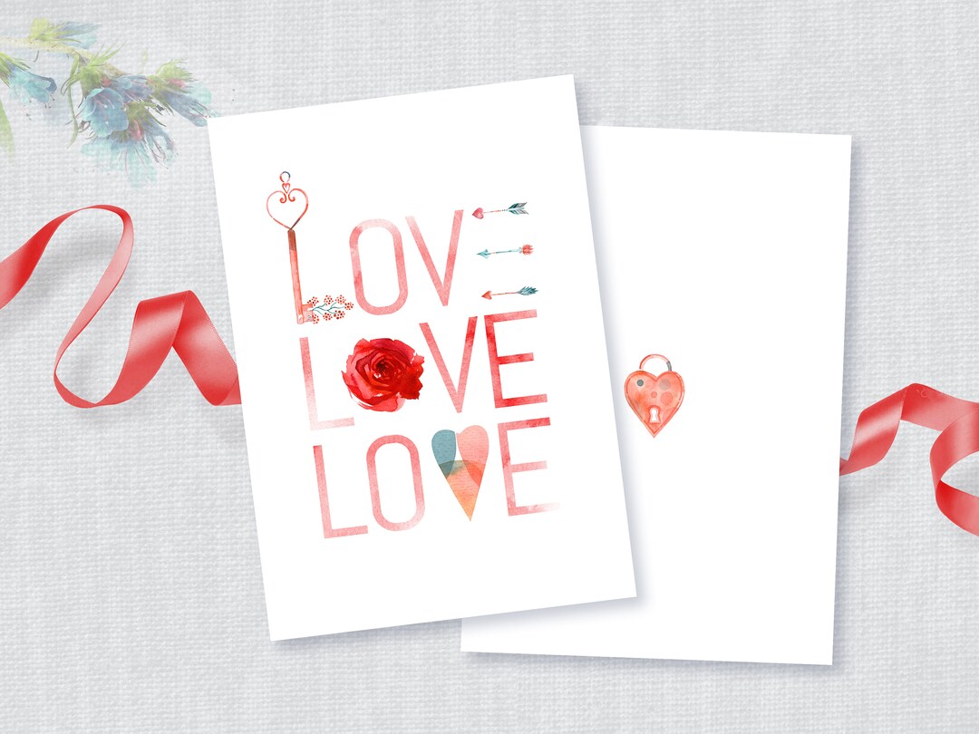 Valentines Card Printable, Valentines Day Greeting Card, Love Card ...