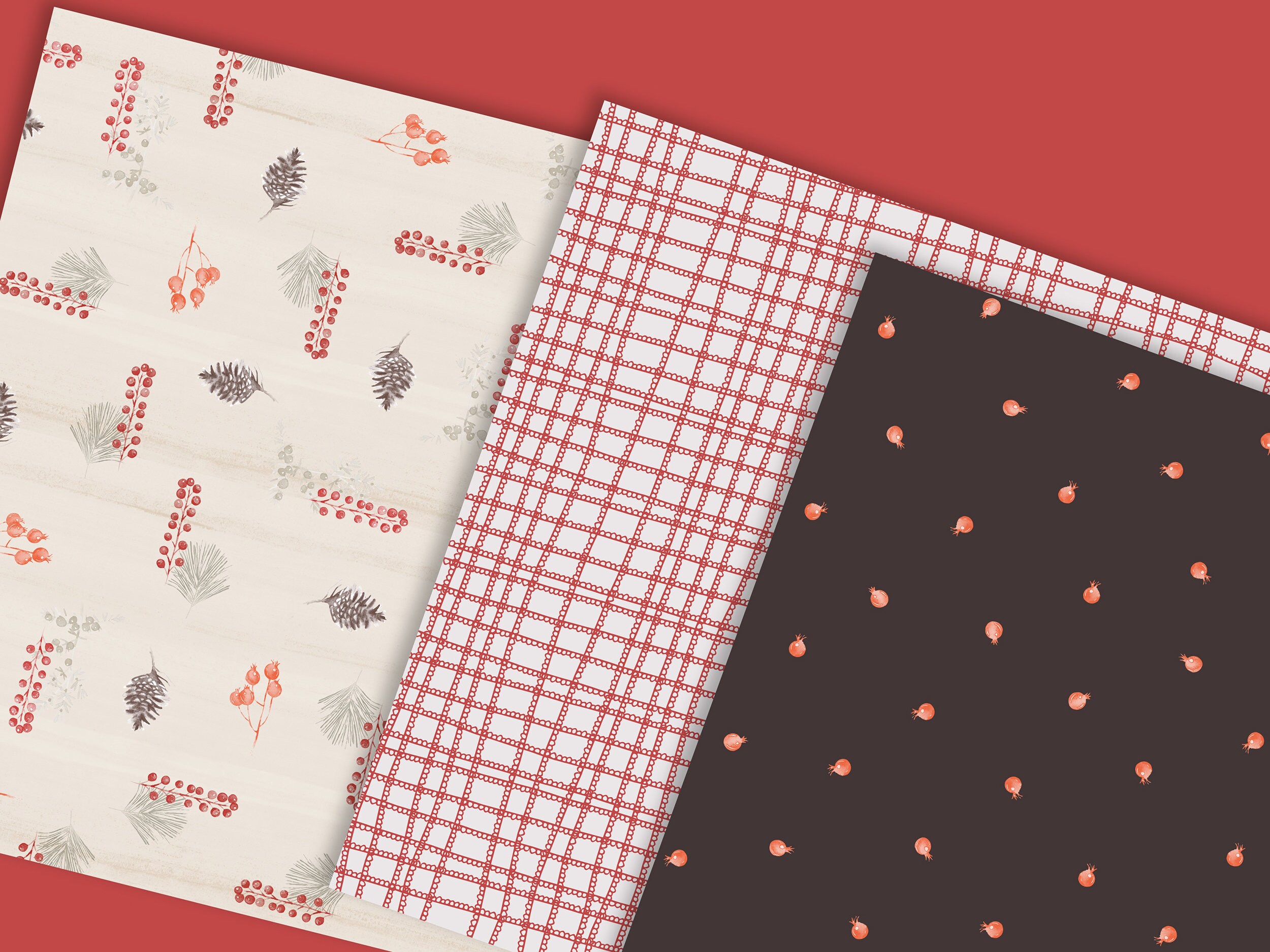 Watercolor Christmas Seamless Patterns Holiday Digital Paper - Etsy