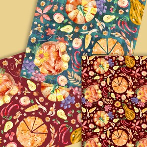 SEAMLESS Watercolor Thanksgiving Digital Paper Pack | Pumpkin ...