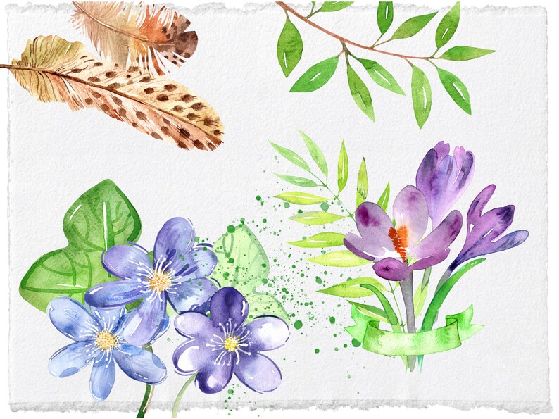 Watercolor SPRING Clipart Set SPRING Flowers Clipart Hand - Etsy