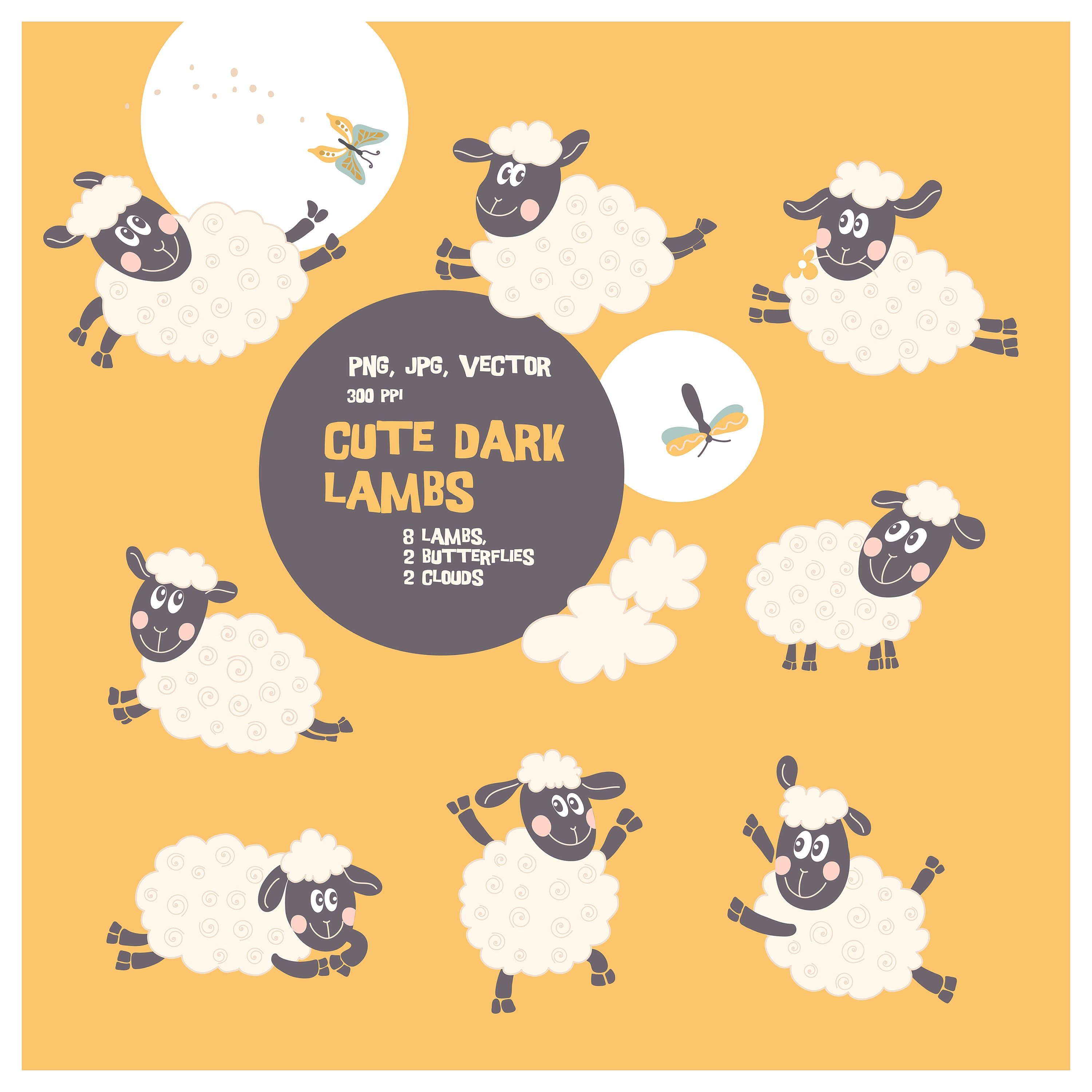 Cute Lambs Clipart Images Nursery Clip Art Baby | Etsy