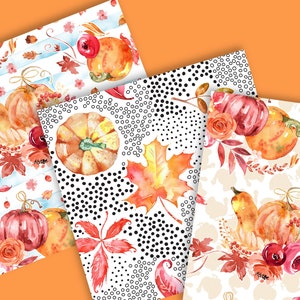 SEAMLESS Watercolor Thanksgiving Digital Paper Pack | Pumpkin ...