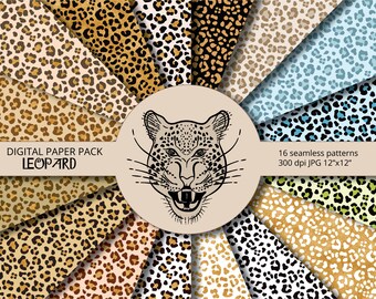 Modern Serape Leopard Print Digital Paper Pack Animal Seamless Patterns Repeatable Instant ...