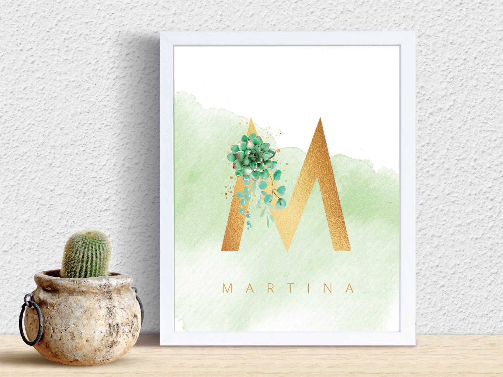 Decorated Letters With Cactus and Succulent Watercolor - Etsy