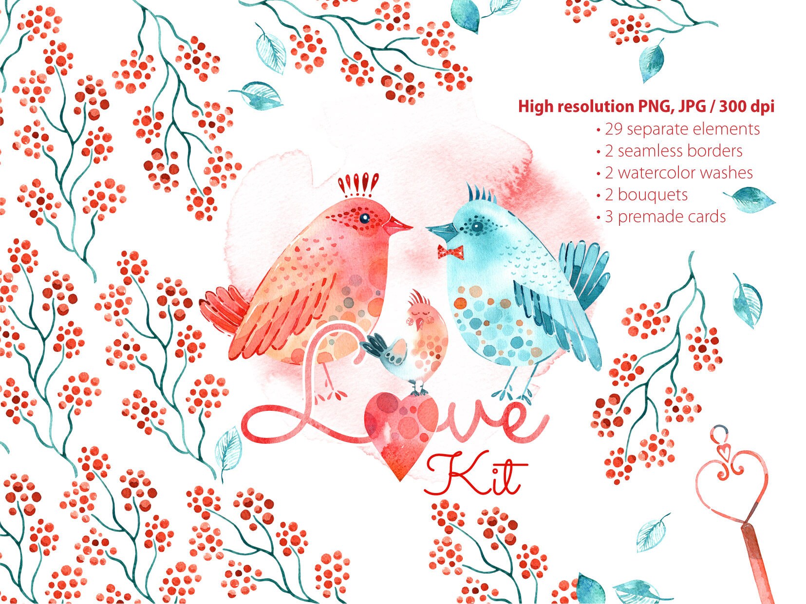 Watercolor Valentine's day clipart Valentine clip art | Etsy